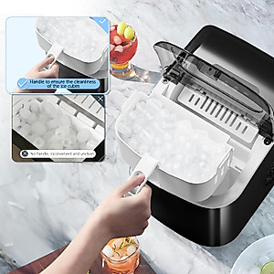 Antarctic Star Countertop Ice Maker Portable Ice Machine, Basket Handle,Self-Cleaning Ice Makers, 26Lbs/24H, 9 Ice Cubes Ready in 6 Mins, S/L ice, for Home Kitchen Bar Party (Black)