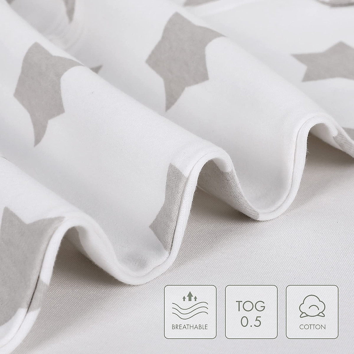 GLLQUEN BABY Sleep Sack 2 Pack 100% Cotton Baby Sleeping Bag 2-Way Zipper Toddler Wearable Blankets Breathable Lightweight, Fits Toddlers Age 6-12 Months (Medium)