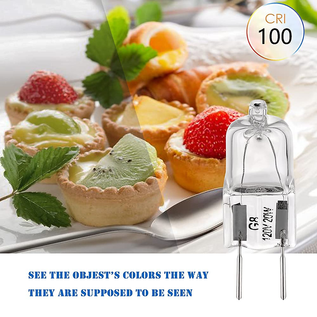 G8 Light Bulbs 20Watt 120Volt Halogen Light Bulb G8 Base Bi-Pin Shorter 1-3/8" (1.38") Length 20W T4 JCD Warm White Under Cabinet Puck Lighting Replacements,10Pack