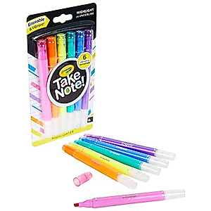 Crayola Take Note Erasable Highlighters, Cool School Supplies, Chisel Tip Markers, 6 Count