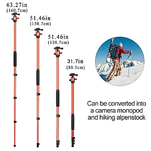 MACTREM 67" Camera Tripod, DSLR Tripod Heavy Duty for Travel, 360 ° Ball Head Professional Aluminum Tripod & Monopod with Carry Bag Compatible with Canon Nikon Binoculars Laser Telescope (Yellow)