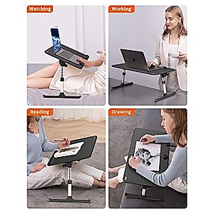 Laptop Desk for Bed, SAIJI Lap Desks Bed Trays for Eating Writing, Adjustable Computer Laptop Stand, Foldable Lap Table in Sofa and Couch (23.6 x 13,Black)