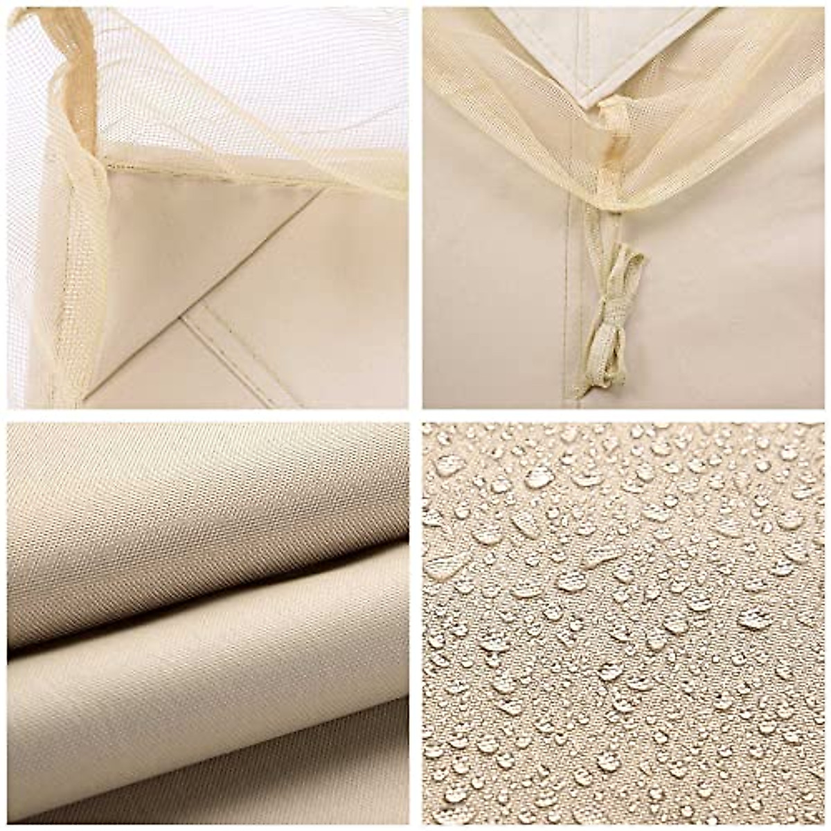 Yescom 10.6'x10.6' Gazebo Top Replacement for 2 Tier Madaga Frame Canopy Cover Patio Garden Yard Light Beige Y00710T01