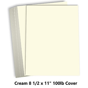 Hamilco Cream Colored Cardstock Thick Paper - 8 1/2 x 11" Heavy Weight 100 lb Cover Card Stock for Printer - 50 Pack