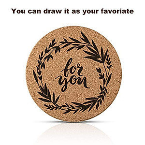 Boao Wooden Thick Cork Drink Coasters, for Home Bar Kitchen Restaurant Cafe Wedding Supplies (0.3 Inch Thick x 6 Inch Diameter, 6 Pieces)