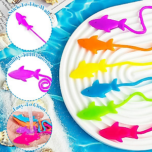 HLARTNET 25 PCS Sticky Shark Toys for Kids, Stretchy Shark Gifts Bulk, Ocean Under Sea Themed Favors Goodie Bags Stuffer, Classroom Prizes Students Rewards
