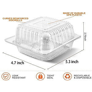 Axe Sickle 150 Count Clear Plastic Hinged Take Out Containers Clamshell Takeout Tray Food Clamshell Containers Outside Diameter 5.3 x 4.7 inch for Dessert, Snacksetc, Cakes Slice, Cookies, Salads