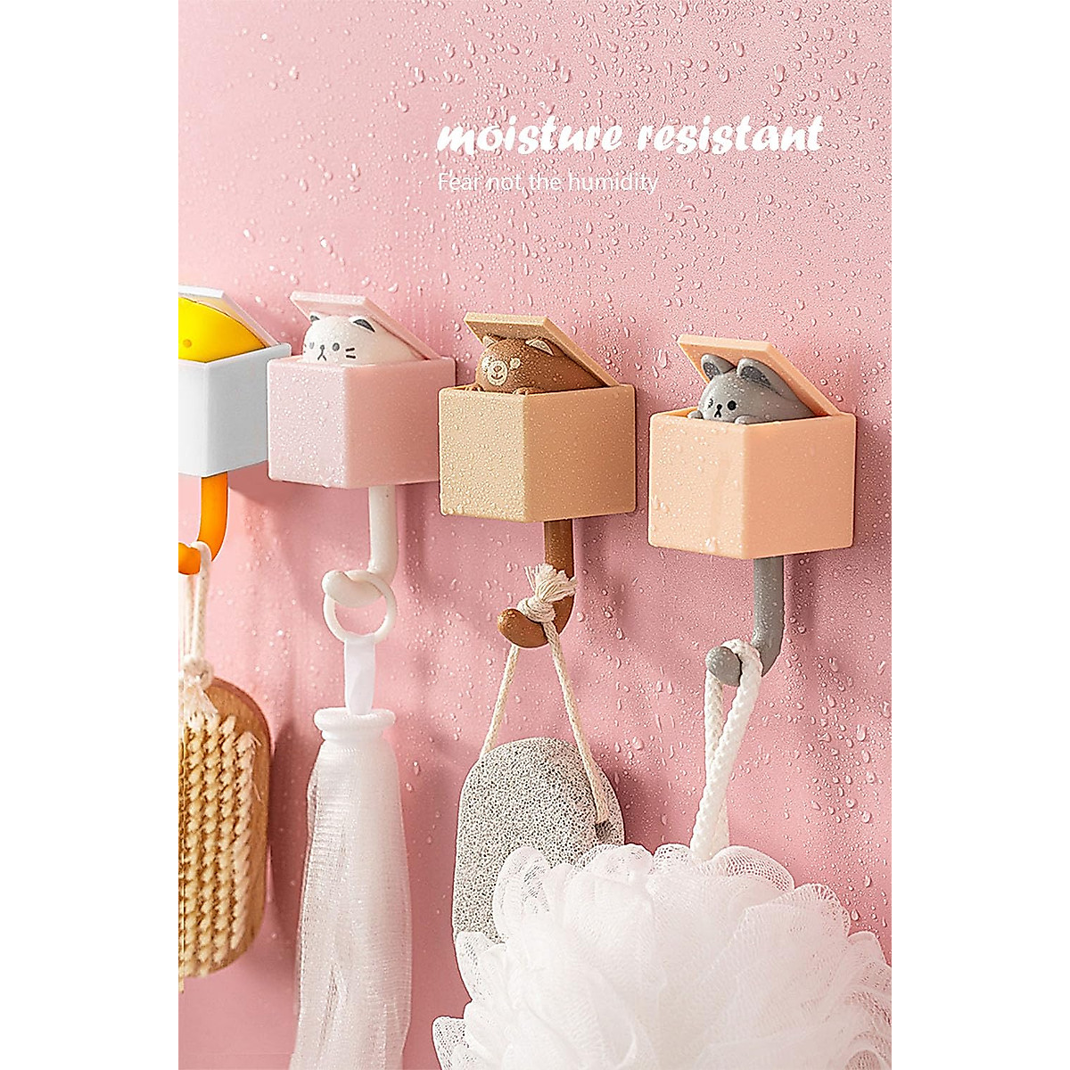 NiceForU Cute Cat Wall Hooks, Wall Mounted Coat Hook Adhesive or Nail for Dual use, Decorate Non Slip Space Saving (Pack of 6)