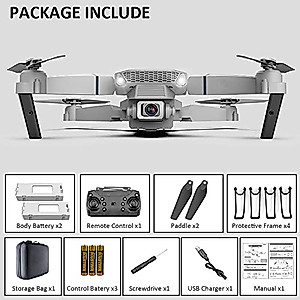 FDWYTY Drone with Camera, 1080P HD FPV Mini Foldable RC Quadcopter with Altitude Hold, Headless Mode Remote Control Aircraft Toys Gifts for Kids Adults Boys Girls Beginners - 2 Batteries, 25 Mins Flight Time, Gray