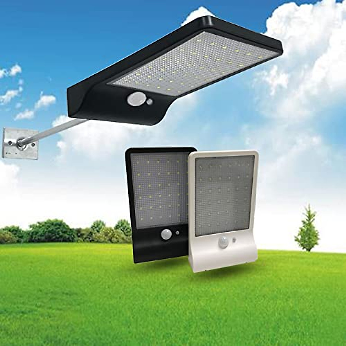 Solar Garden Lights 36 Solar Wall Lamp Outdoor LED Solar Light Waterproof PIR Motion Sensor Garden Lamp Multi-Modes,1,Black Body