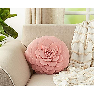 SARO LIFESTYLE Rose Flower Design Poly Filled Throw Pillow