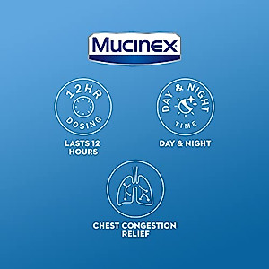 Mucinex Chest Congestion Maximum Strength 12 Hour Extended Release Tablets Relieves Chest Congestion Caused by Excess Mucus(#1 Doctor Recommended OTC expectorant), 1200mg, 42 Count (Pack of 1)