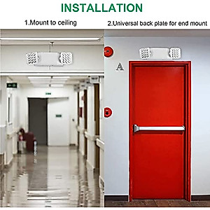 Led Emergency Lights Fixture 12 Pack, LED Emergency Light for Home Power Failure, Commercial LED Emergency Light with Battery Backup, Adjustable Two Head Emergency Exit Lights, Hardwired Square