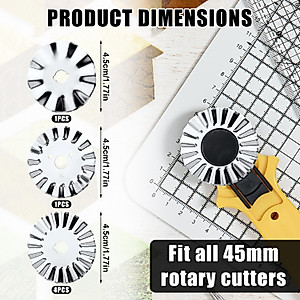 6pcs 45mm Pinking Rotary Cutter Blades, Wave Rotary Cutter Blades Rotary Cutter Replacement Blades for Fabric for Quilting Sewing Crafts