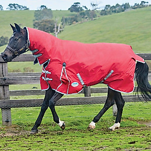 WeatherBeeta ComFiTec Classic Combo Neck Heavy Horse Blanket, Red/Silver/Navy, 78"