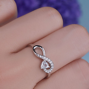 JO WISDOM Infinity Heart Promise Rings for Her Sterling Silver Friendship Ring