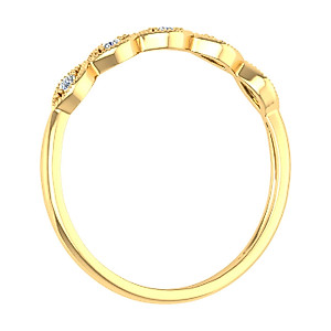 FINEROCK 0.06 Carat Diamond Twisted Wedding Band Ring in 10K Yellow Gold (Ring Size 6)