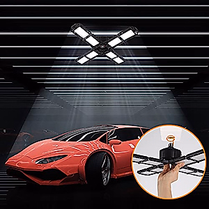 2 Pack Garage Light ,150W Deformable LED Garage Light ,8 Adjustable Panels Commercial Bay Lighting,E26/E27 Base Shop Lights ,Garage Light Bulb, LED Lights for Garage Organization, Basement,Warehouse