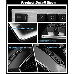 Keyboard and Mouse Combo,2.4G Wireless Mechanical Hand Feel Ergonomic Multimedia Gaming Keyboard +1600DPI Optical Mouse+Mice Pad for Laptop PC Smart TV MacBook (Black)