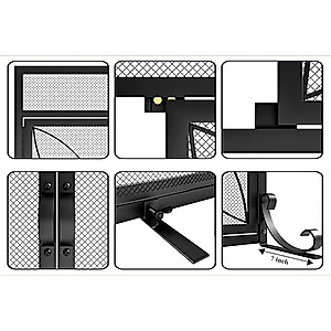 Fire Beauty Fireplace Screen with Magnetic Doors,Large Metal Fire Place Screen for Home,Spark Guard,Metal Furnace Fireguards,Baby Safe Spark Guard Protector,Black