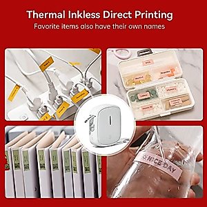 Label Makers Machine with Tape Built-in Cutter Portable Bluetooth Handheld Sticker Printer for Home Office Organization iOS Android Multiple Templates Fonts Icon Mini Inkless Labeler USB Rechargeable