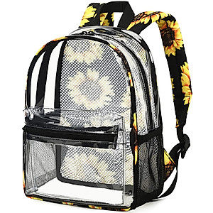 Clear Mini Backpack Stadium Approved 12x12x6 Small Transparent Backpacks Plastic See Through Bag for Work Festival Security Travel