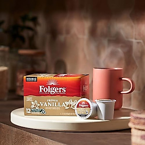 Folgers French Vanilla Flavored Coffee, 12 Keurig K-Cup Pods
