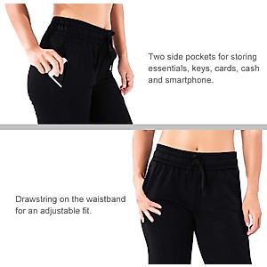 Yogipace Extra Tall Women's Water Resistant Thermal Fleece Pants Winter Lounge Running Sweatpants with Pockets,37",Black,M