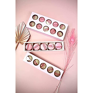 OLBAA Macaron Gift Box. Holds 5 Macarons. Perfect for painted and decorated macarons. 10 pack … (macaron 5 blossom pink)
