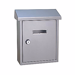Mailboxes for Outside Mailbox Wall Mount Top-Loading Steel Post Box in Anthracite Wall-Mounted Classic Premium Mailbox Lockable Waterproof Mail Boxes Letterbox (Color : Silver)