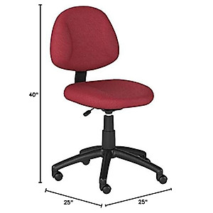 Boss Office Products Perfect Posture Delux Fabric Task Chair without Arms in Burgundy