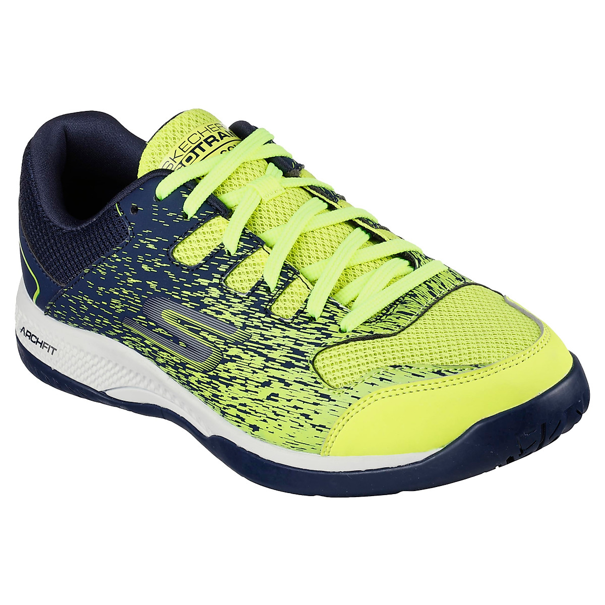 Skechers Men's Viper Court-Athletic Indoor Outdoor Pickleball Shoes with Arch Fit Support Sneaker, Yellow/Navy, 10