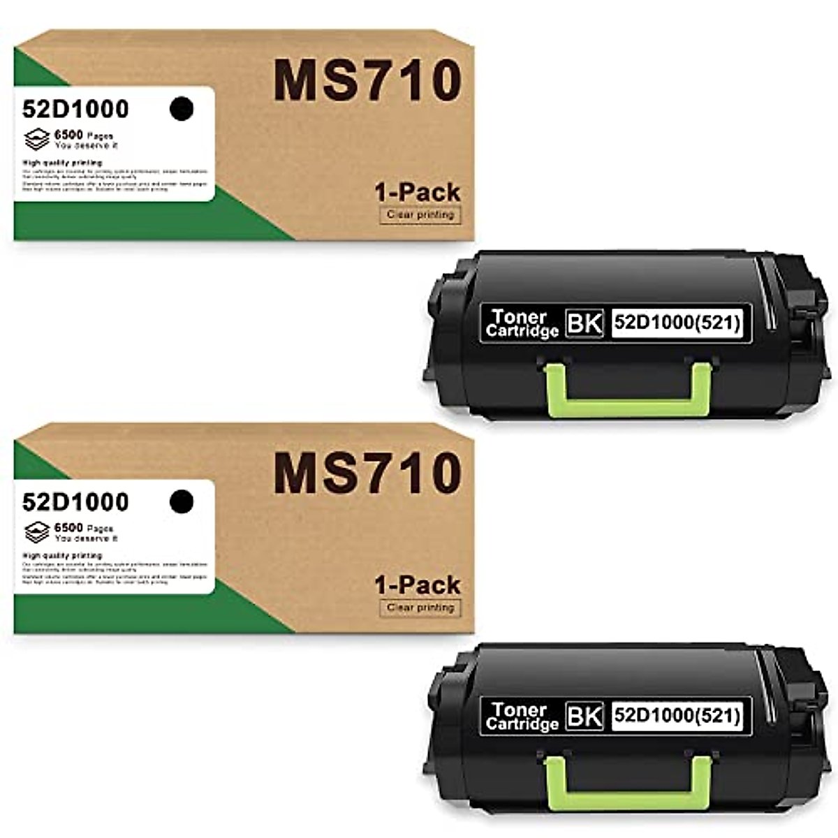 52D1000 521 Toner Cartridge：DRA Compatible Replacement for Lexmark MS710 MS811dtn MS811dn MS810n MS810dn MS710n MS711dn MS810dtn MS710dn MS810de MS811n Printer (2 Pack, Ink Cartridge), Black