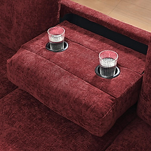 Yoglad Living Room Furniture Set, Sectional 5-Seater Sofa with Reversible Chaise, Corner Sofa Set with Ottoman, L Shaped Couch for Apartment, Living Room (107.5 Inch Chenille, Red)