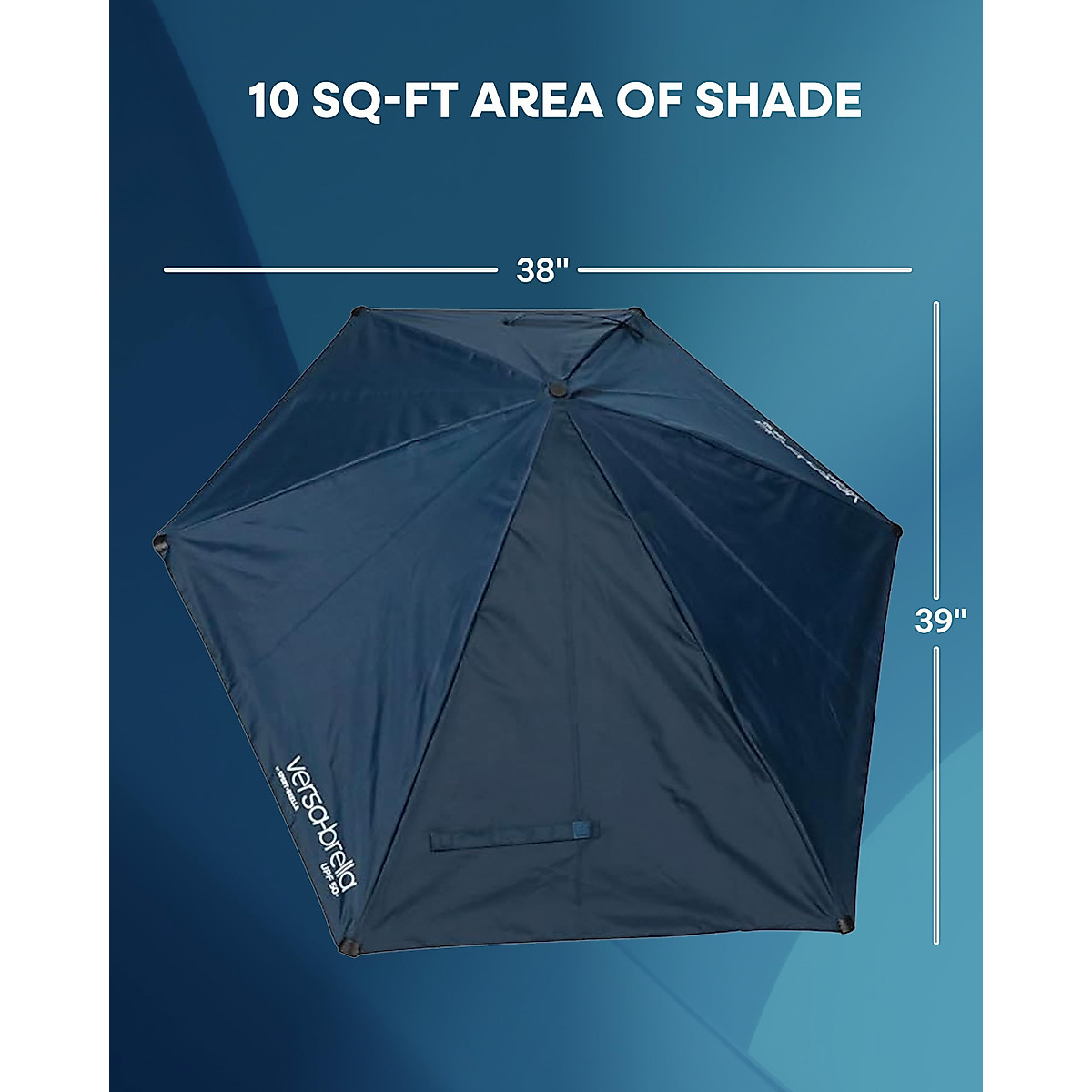 Versa-Brella UPF 50+ Personal Sun Shade - Portable Umbrella for Sports & Outdoors - Secure Clamp, 360-Degree Swivel Adjustable Position for Maximum Sun Protection - Compact with Carry Case