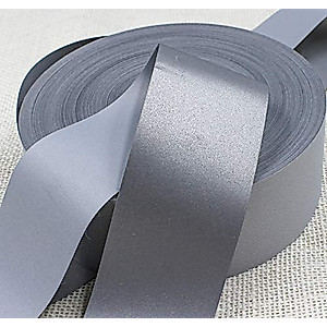 JINBING Sew On Silver Reflective Fabric Polyester Material DIY Tape for Clothing (1inch x 164feet)
