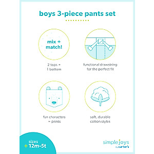 Simple Joys by Carter's Toddler Boys' 3-Piece Playwear Set, Chambray, 2T