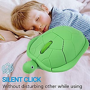 Wireless Mouse,Cute Animal Green Turtle Shape Portable Quiet Optical USB Mice, 1600 DPI 3 Buttons Silent Cordless Mouse for PC Laptop Computer Notebook MacBook Desktop