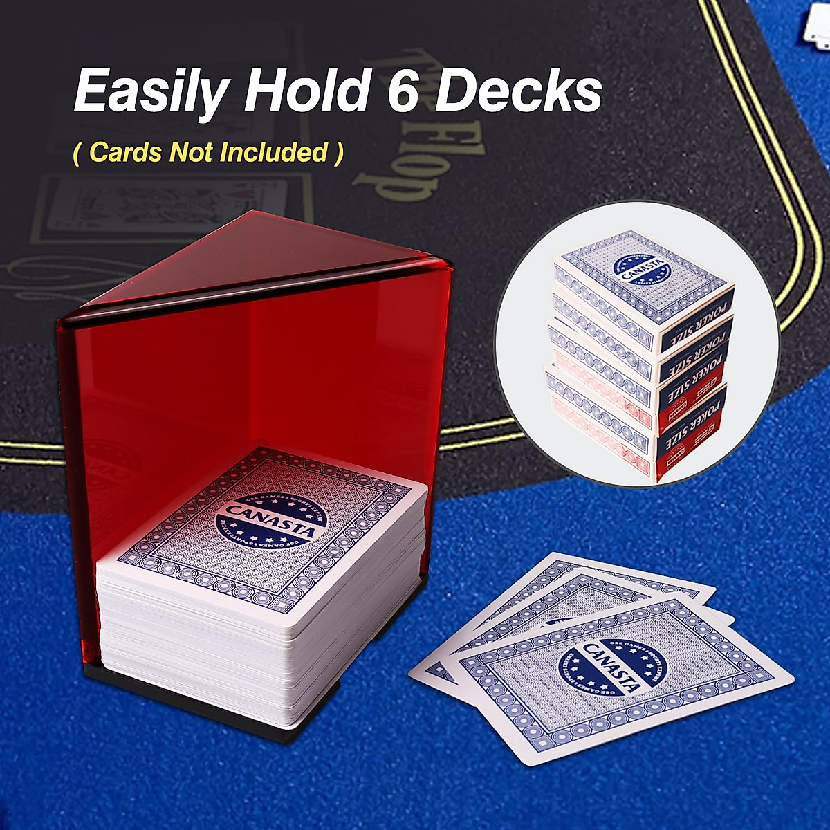 GSE Games & Sports Expert 6 Decks Acrylic Discard Trays, Casino Grade Discard Holder Trays for Blackjack, Bridge, Playing Cards (Red)