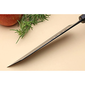 Yoshihiro Mizu Yaki Blue High Carbon Steel #1 Black Forged Petty Kiritsuke Japanese Utility Knife Shitan Handle (6'' (150mm) & Saya)