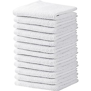 Towel and Linen Mart White Salon Towels, Pack of 12 (Not Bleach Proof, 16 x 27 Inches) Highly Absorbent Towels for Hand, Salon, Gym, Beauty, Spa, and Home Hair Care (White)