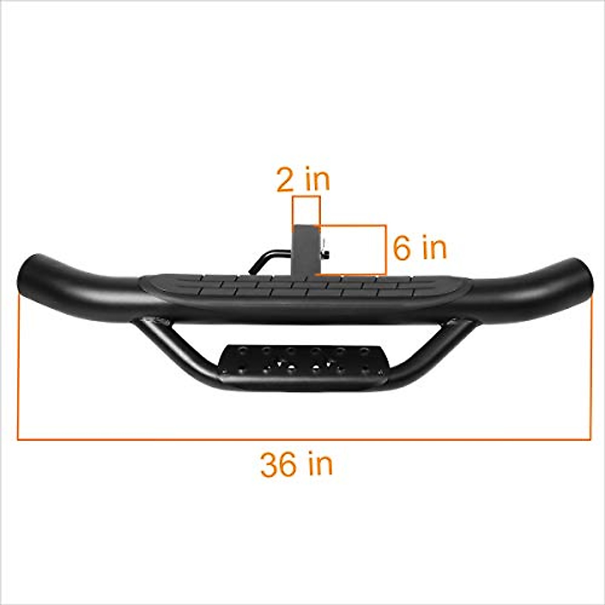 Universal 36" Wide X 4" OD Black Steel Trailer Towing Drop Hitch Step Bar Rear Bumper Guard Fits 2 Inch Receiver