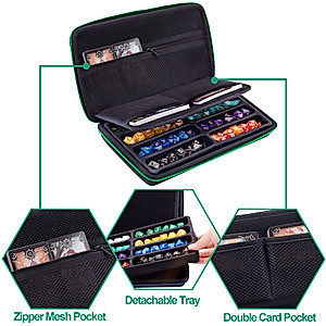 SIQUK Green EVA Dice Case with Detachable Tray and Handle for Dungeons & Dragons and Other RPG Games