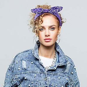 Jaciya Bandana Bow Headbands for Women Wide Headband Bunny Ears Headband Girls Hair Accessories