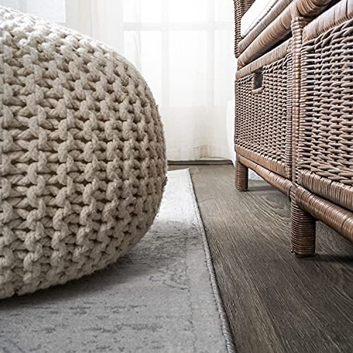 JONATHAN Y MDP103B-8 Modern Vintage Moroccan Medallion Indoor Area-Rug Country Easy-Cleaning Bedroom Kitchen Living Room Non Shedding, 8 X 10, Light Gray