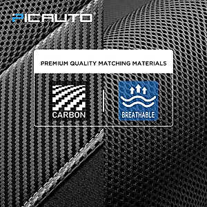 PIC AUTO High Back Front Car Seat Covers - Sports Carbon Fiber Mesh Design, Universal Fit, Airbag Compatible (Black)