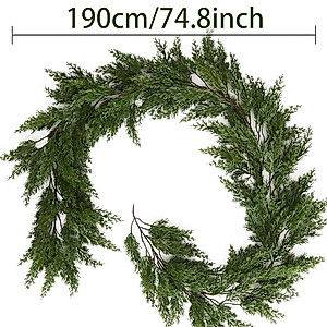 6FT PARTY JOY Seasonal Artificial Christmas Garland with Lights Pine Needle Cypress Garland for Holiday Winter Indoor Outdoor Decor
