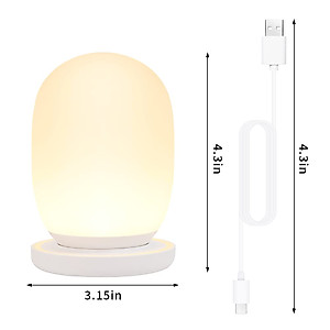 ETiME Night Light Touch Control with Stable Charging Base, Dimmable RGB LED, Color Changing, Rechargeable Egg Lamp for Reading in Bed Kids Room Breastfeeding Bedside Lamp