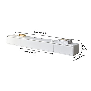 Solid Wood Floating TV Stand Wall Mount, Entertainment Center TV Storage Shelf For Living Room, Wall Mounted TV Cabinet Media Console Unit With 2 Drawers, 140*24*20cm, Easy To Clean ( Color : C )