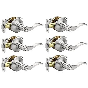 Haidms 6 Packs Brushed Nickel Door Handles Interior, Silver Door Handles,Privacy Door Handle Interior, Door Knobs Interior Brushed Nickel